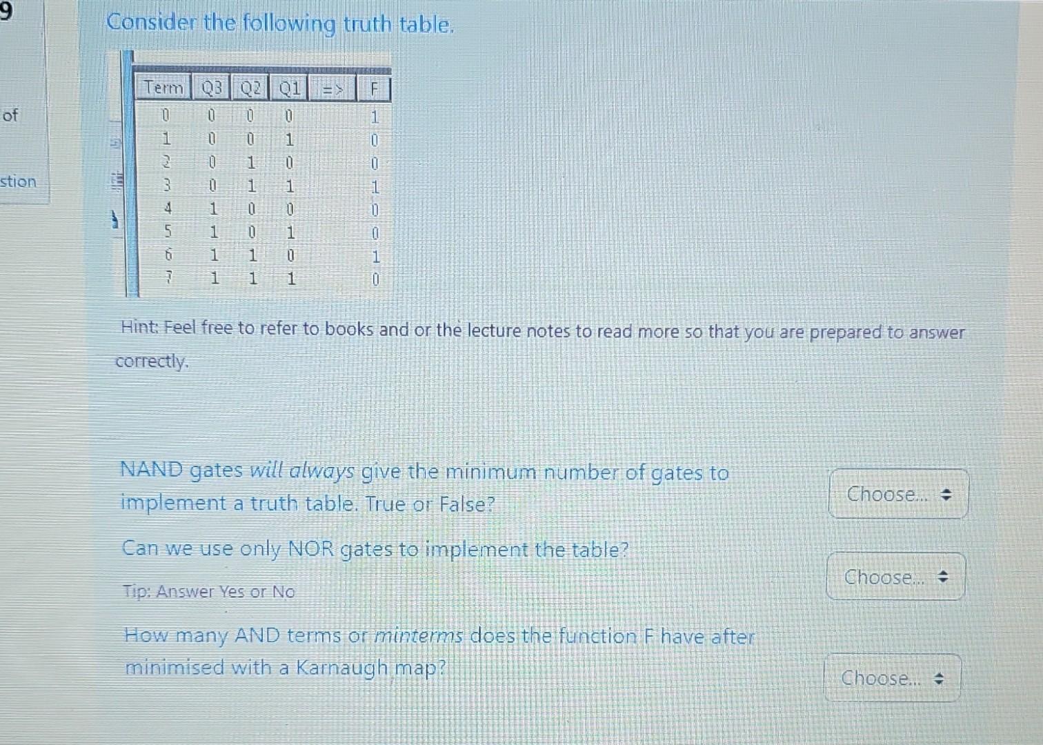 Solved Consider the following truth table. Hint: Feel free | Chegg.com