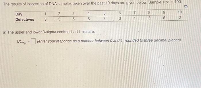 Solved a) The upper and lower 3-sigma control chart limits | Chegg.com
