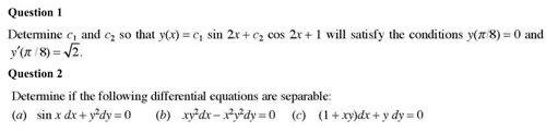 Solved Determine c1 and c2 so that y(x)=c1sin2x+c2cos2x+1 | Chegg.com