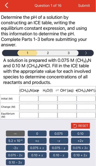 Solved Determine the pH of a solution by constructing an ICE | Chegg.com
