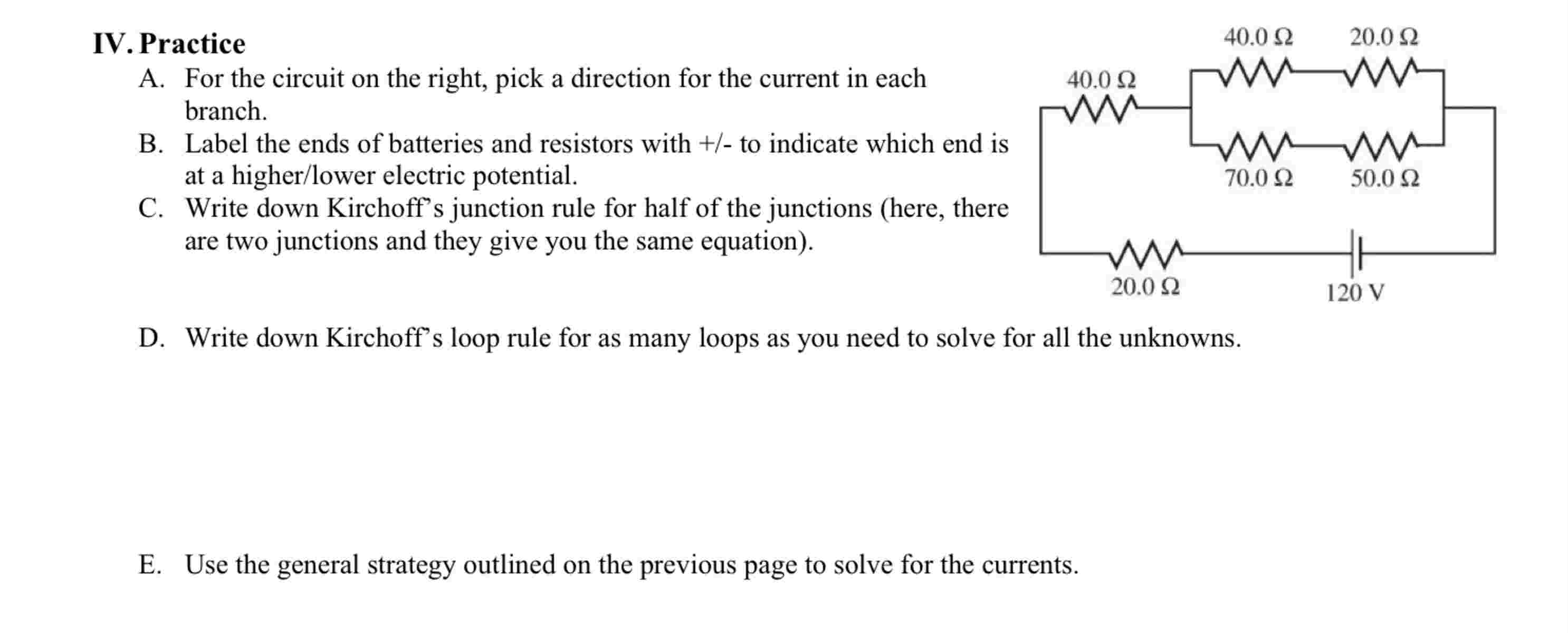 IV. ﻿Practice A. ﻿For the circuit on the right, pick | Chegg.com