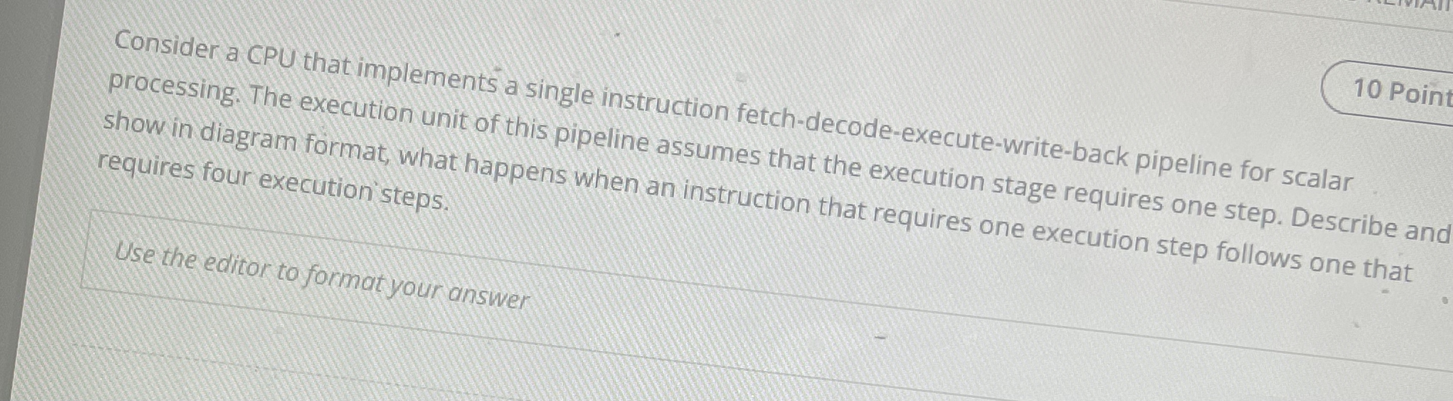Solved Consider a CPU that implements a single instruction | Chegg.com