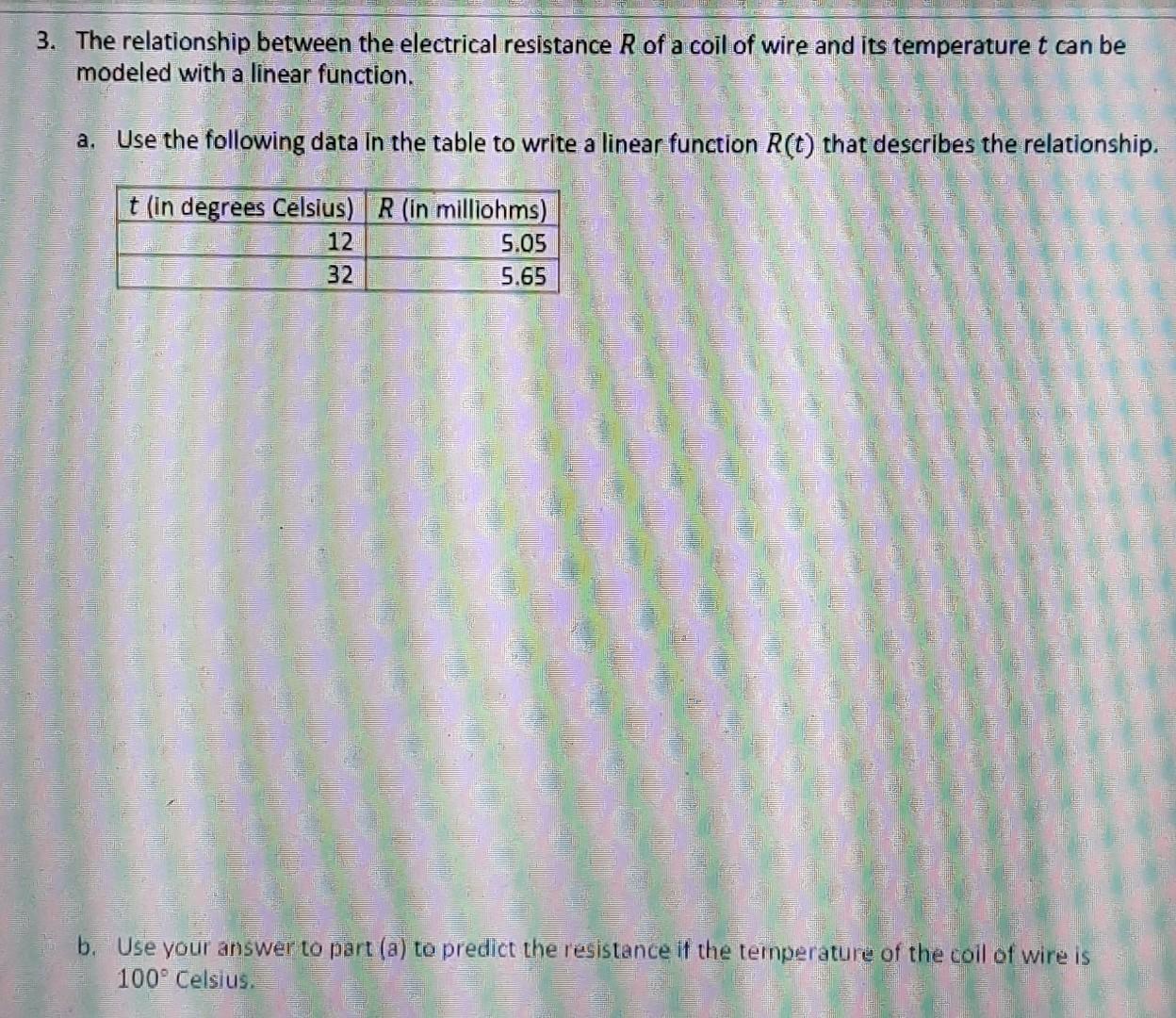 Solved 3. The relationship between the electrical resistance | Chegg.com