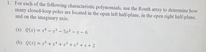 Solved For each of the following characteristic polynomials, | Chegg.com
