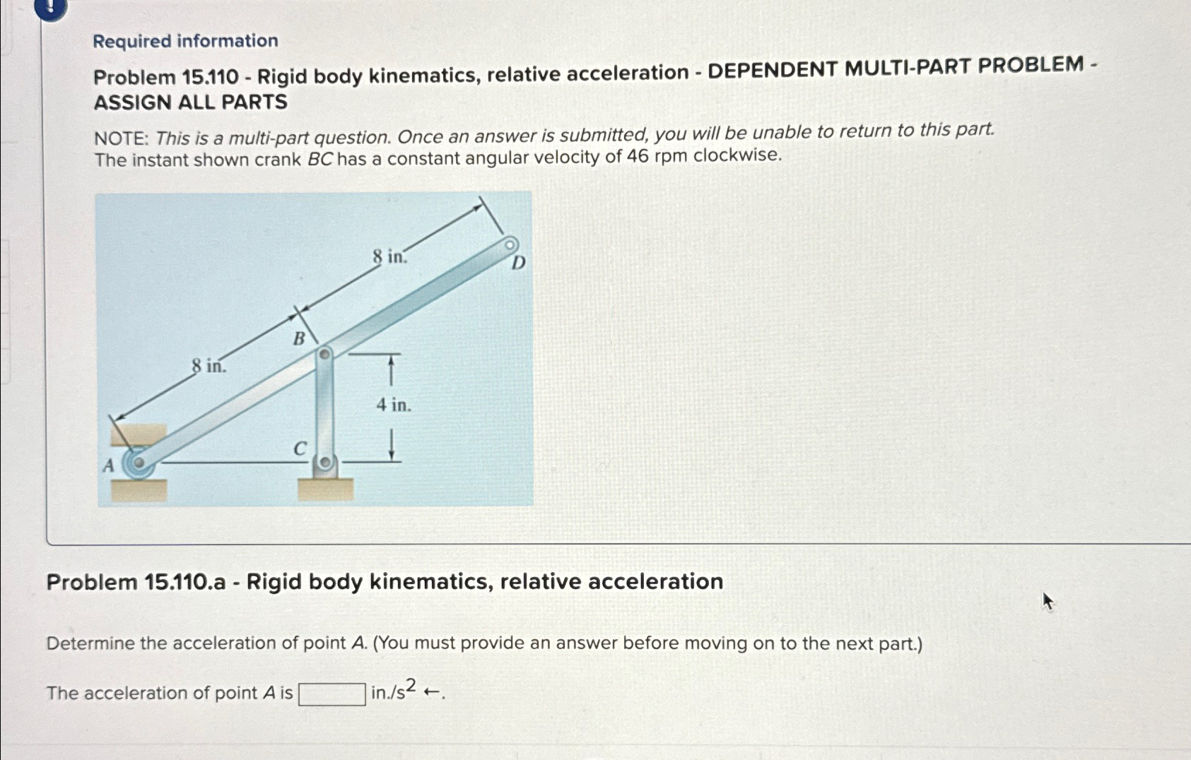 Solved Required informationProblem 15.110 - ﻿Rigid body | Chegg.com