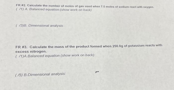 Solved FR \#2. Calculate the number of moles of gas used | Chegg.com