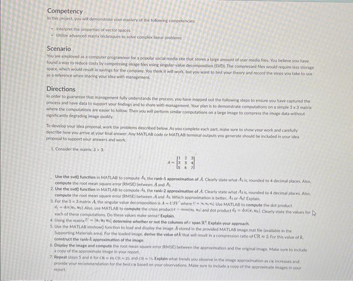 Solved Competency in this project, you will demonstrate your | Chegg.com