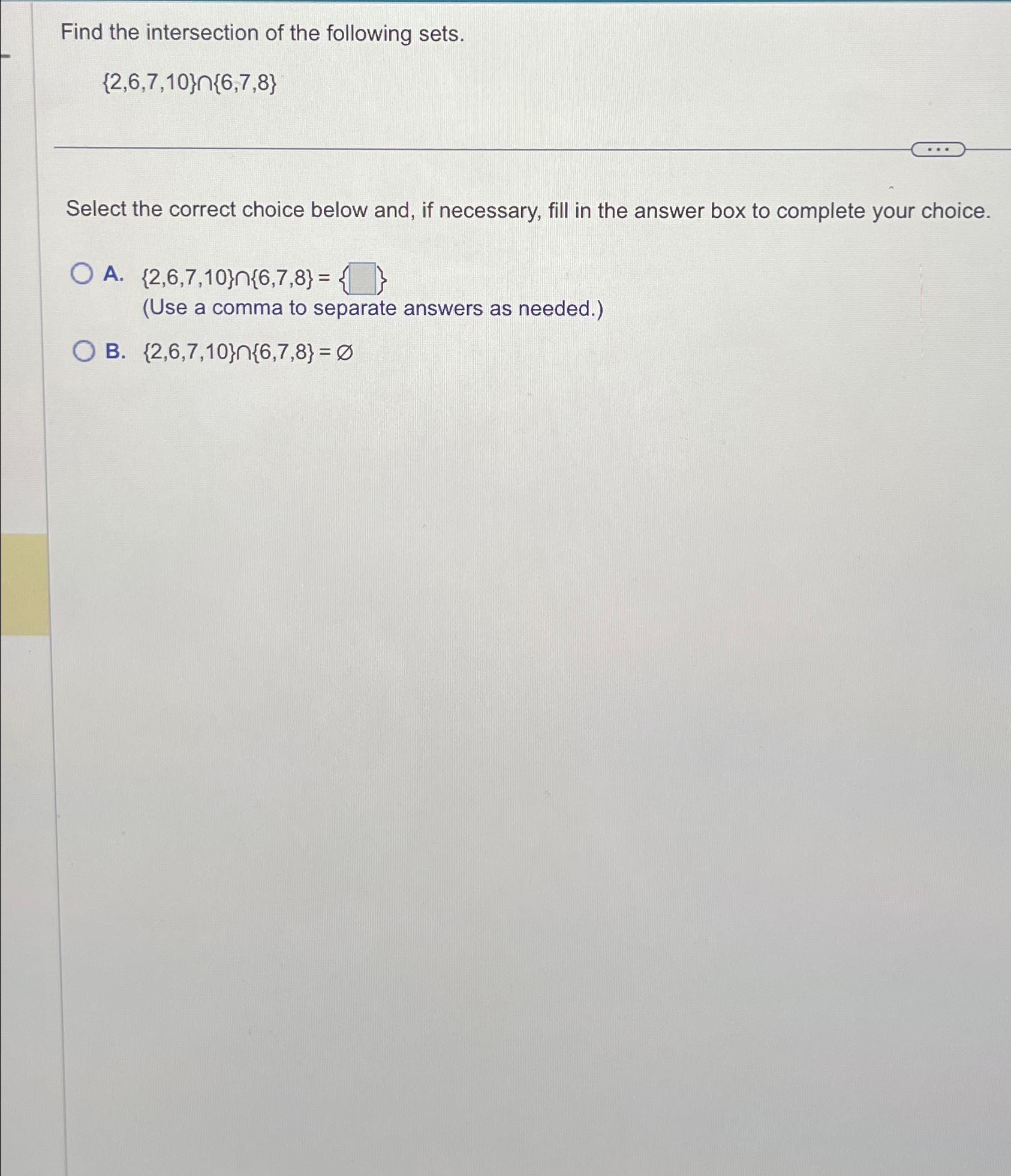 Solved Find the intersection of the following | Chegg.com
