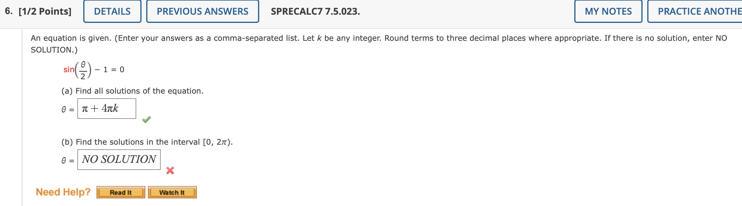 Solved An equation is given. (Enter your answers as a | Chegg.com