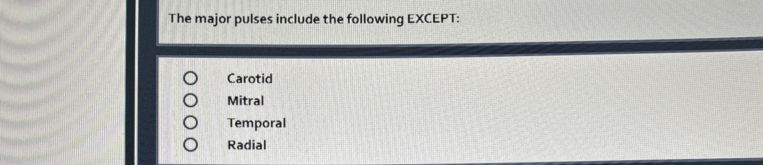 Solved The major pulses include the following | Chegg.com