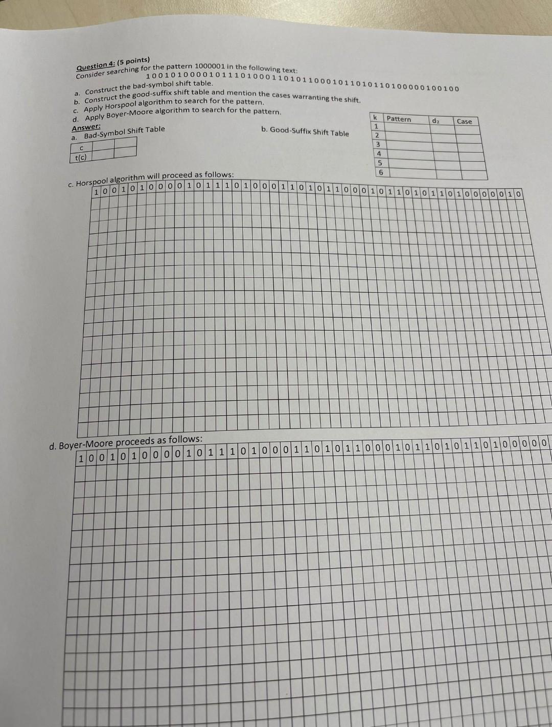Solved Question 4: (5 points) Consider searching for the | Chegg.com