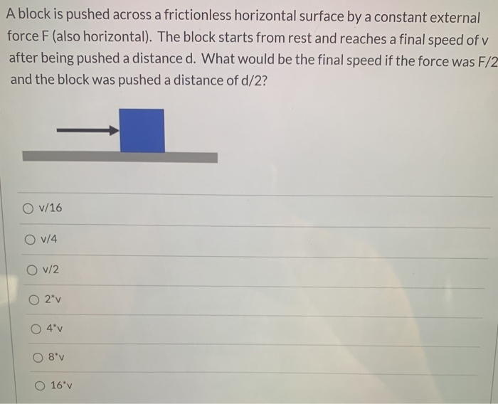 Solved A block is pushed across a frictionless horizontal | Chegg.com