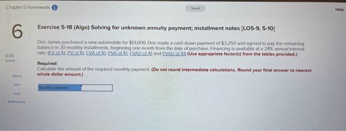 Solved Exercise 5-18 (Algo) Solving for unknown annuity | Chegg.com Solved Exercise 5-18 (Algo) Solving for unknown annuity | Chegg.com