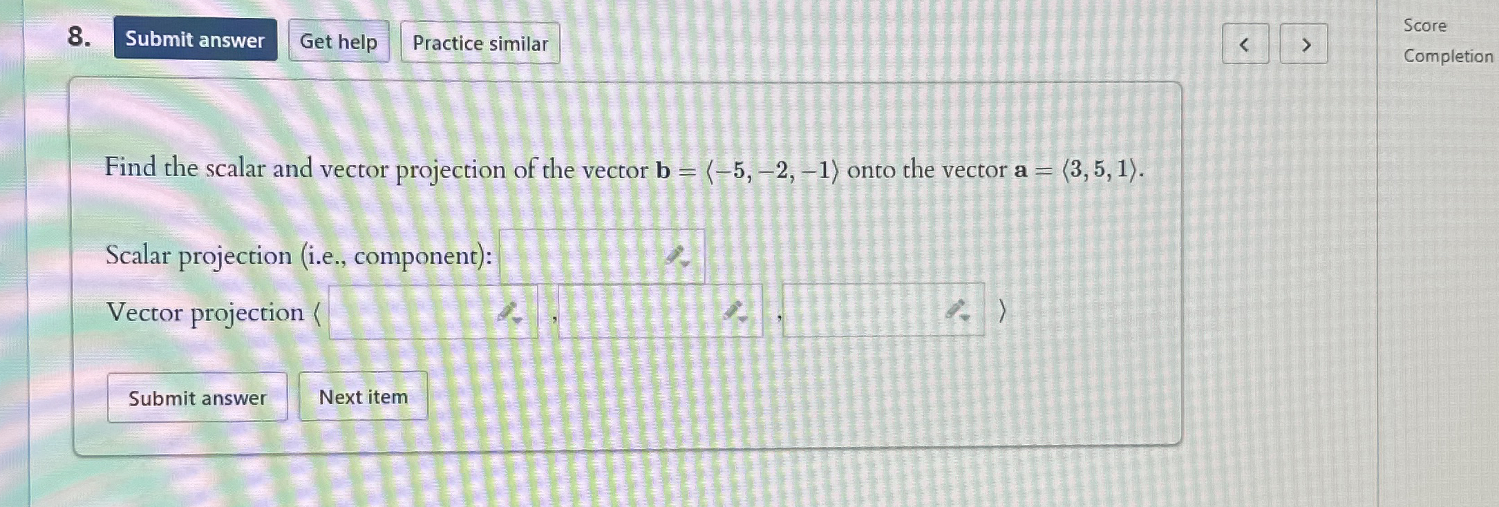 Practice similarScoreFind the scalar and vector | Chegg.com