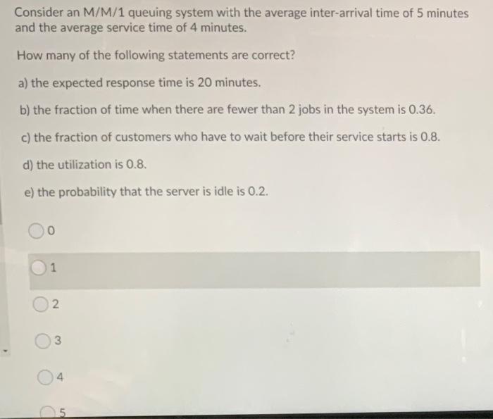 Solved Consider an M/M/1 queuing system with the average | Chegg.com