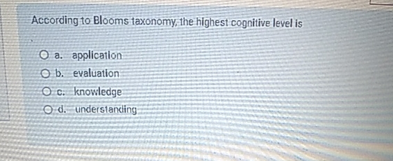 Solved According to Blooms taxonomy, the highest cognitive | Chegg.com