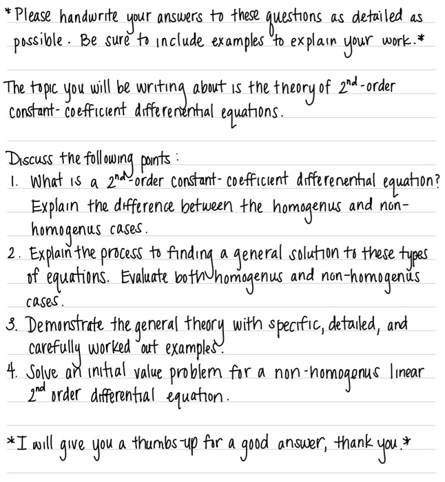 Solved * Please handwrite your answers to these questions as | Chegg.com