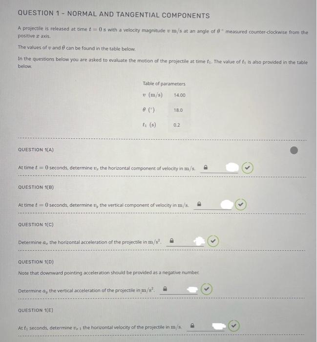 Solved QUESTION 1 - NORMAL AND TANGENTIAL COMPONENTS A | Chegg.com