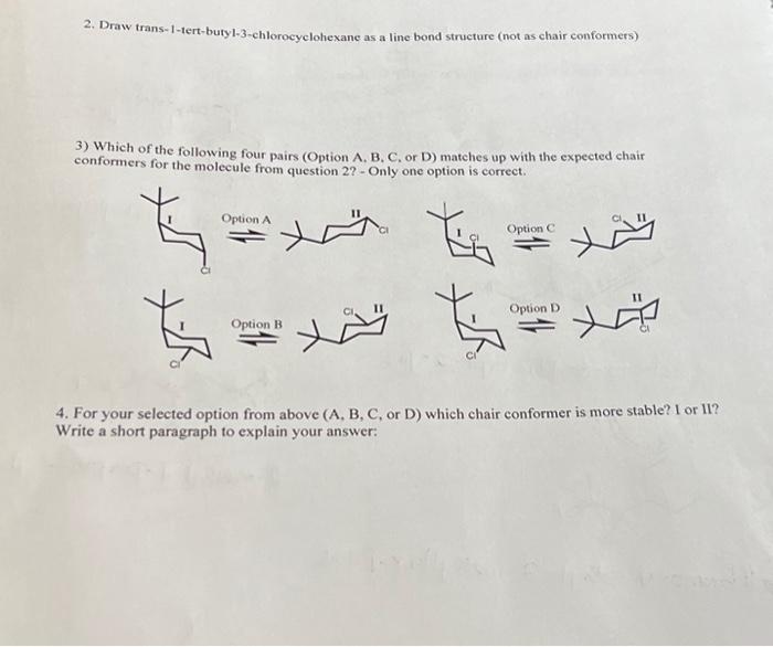Solved 2. Draw trans-1-tert-butyl-3-chlorocyclohexane as a | Chegg.com
