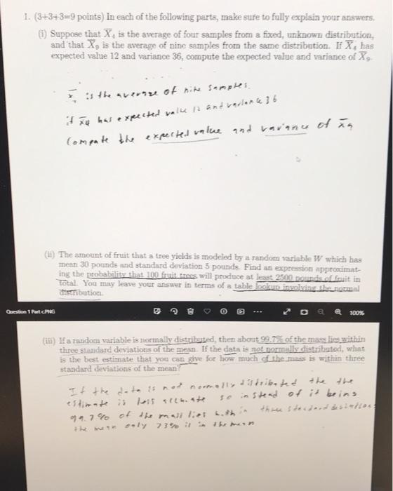 Solved 1. (3+3+3=9 points) In each of the following parts, | Chegg.com
