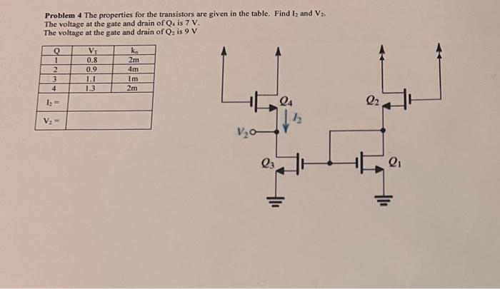 Solved Problem 4 The properties for the transistors are | Chegg.com