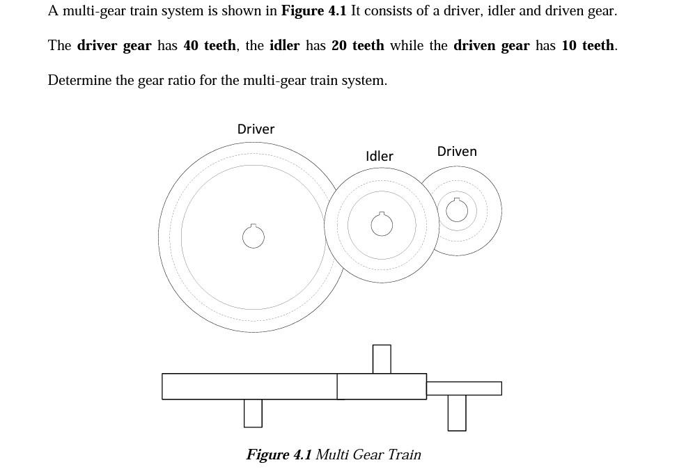 Solved A multi-gear train system is shown in Figure 4.1 It | Chegg.com