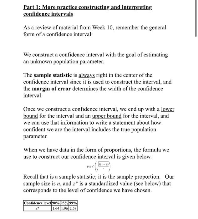 Solved Part 1: More practice constructing and interpreting | Chegg.com