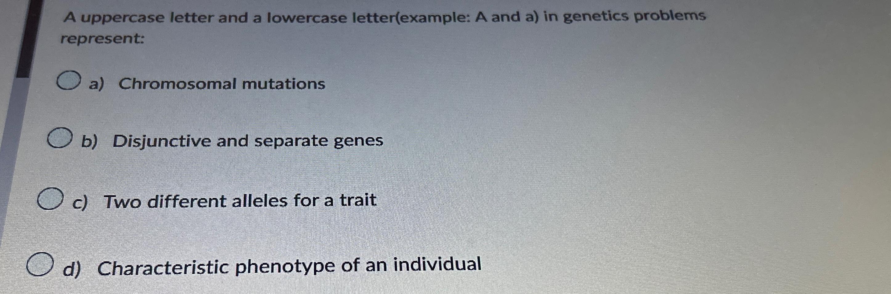 Solved A uppercase letter and a lowercase letter(example: A | Chegg.com