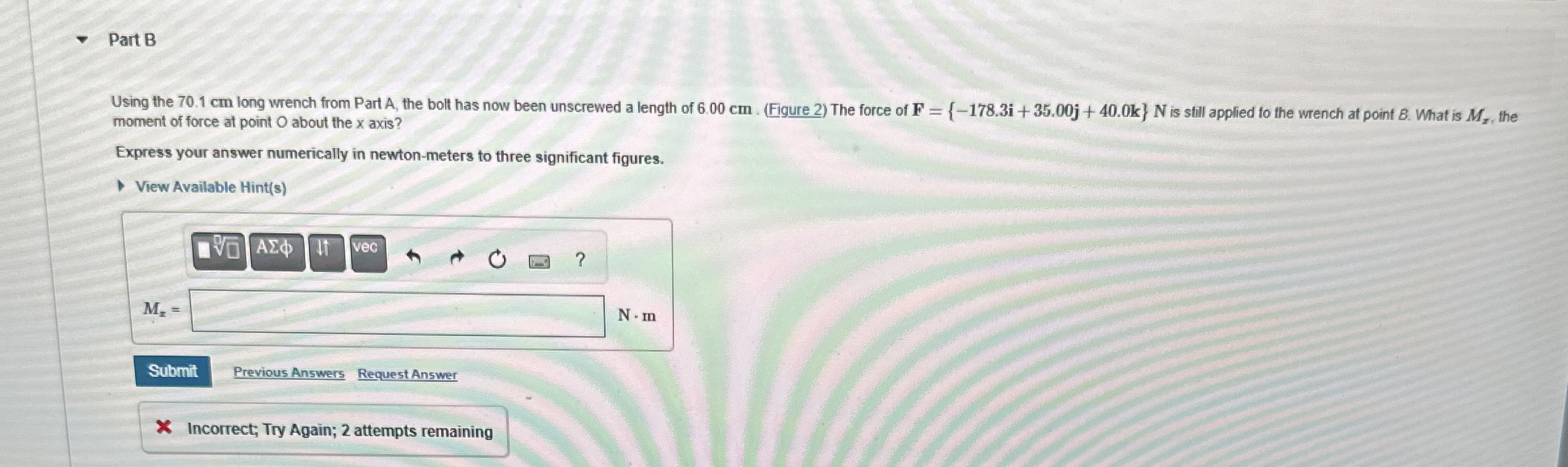 Solved Part BUsing the 70.1 ﻿cm long wrench from Part A, | Chegg.com