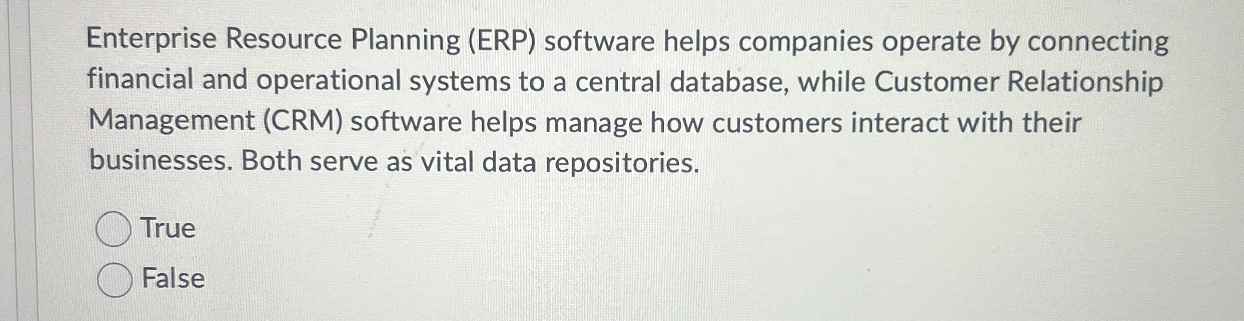 Solved Enterprise Resource Planning (ERP) ﻿software helps | Chegg.com