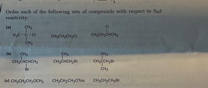Solved Order each of the following sets of compounds with | Chegg.com