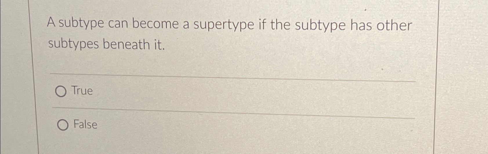 Solved A subtype can become a supertype if the subtype has | Chegg.com