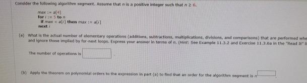 Solved Consider the following algorithm sogment. Assume that | Chegg.com