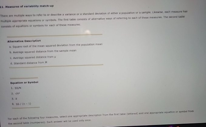 Solved Measures of variability match-upthare are inultiple | Chegg.com