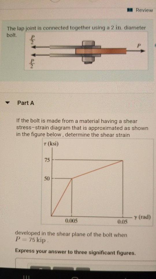 Solved The lap joint is connected together using a 2 in. | Chegg.com