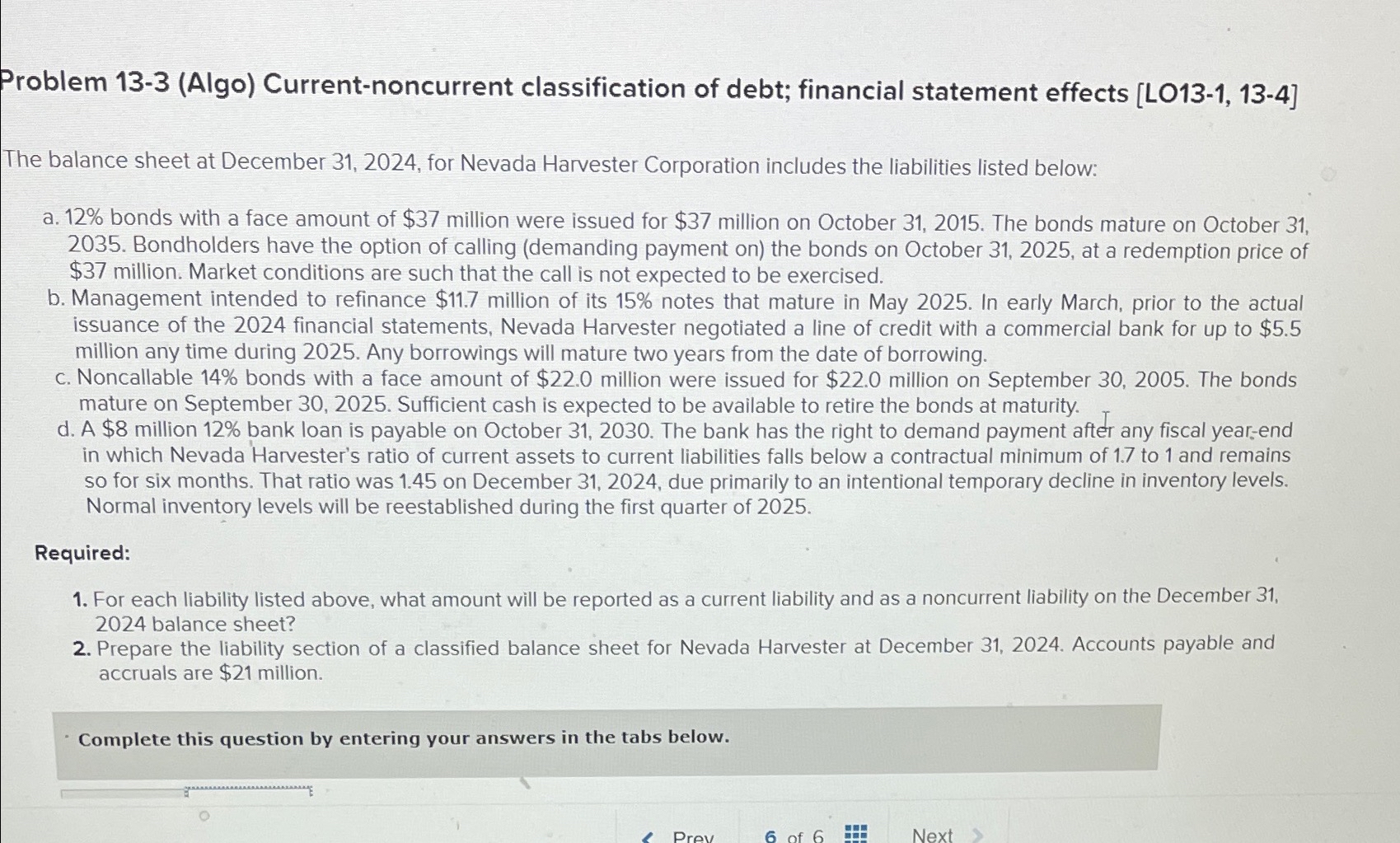 Solved Problem 13-3 (Algo) ﻿Current-noncurrent | Chegg.com