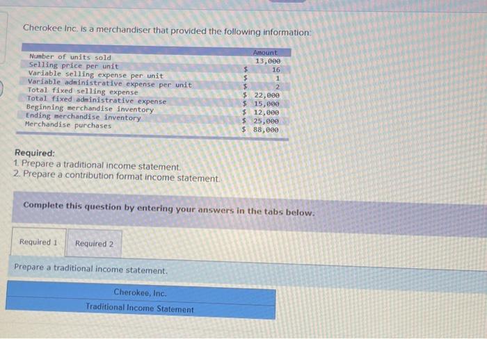 Solved Cherokee Inc, is a merchandiser that provided the | Chegg.com