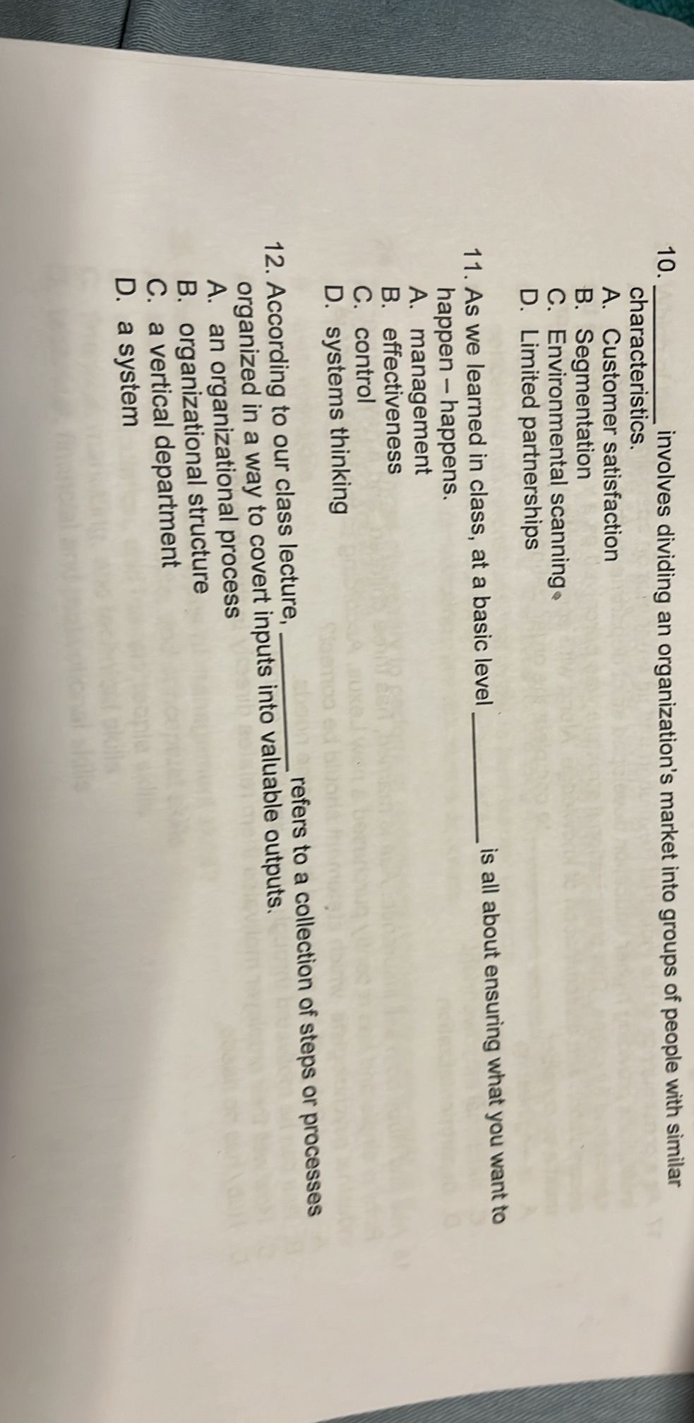 Solved involves dividing an organization's market into | Chegg.com