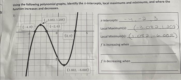 Solved Using the following polynomial graphs, identify the | Chegg.com