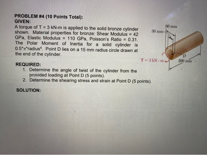 Solved 60 mm 30 mm PROBLEM #4 (10 Points Total): GIVEN: A | Chegg.com