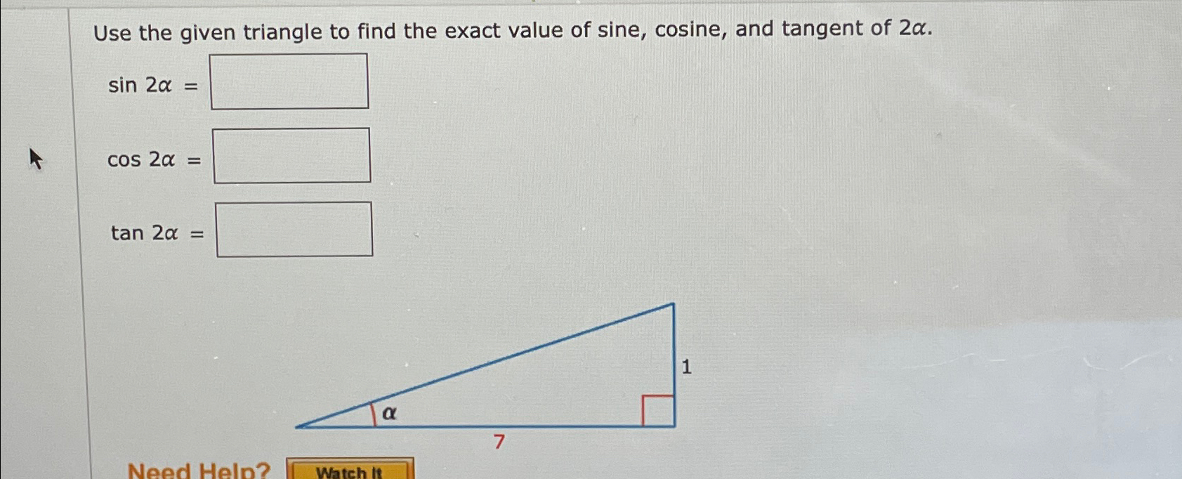 Solved Use the given triangle to find the exact value of | Chegg.com