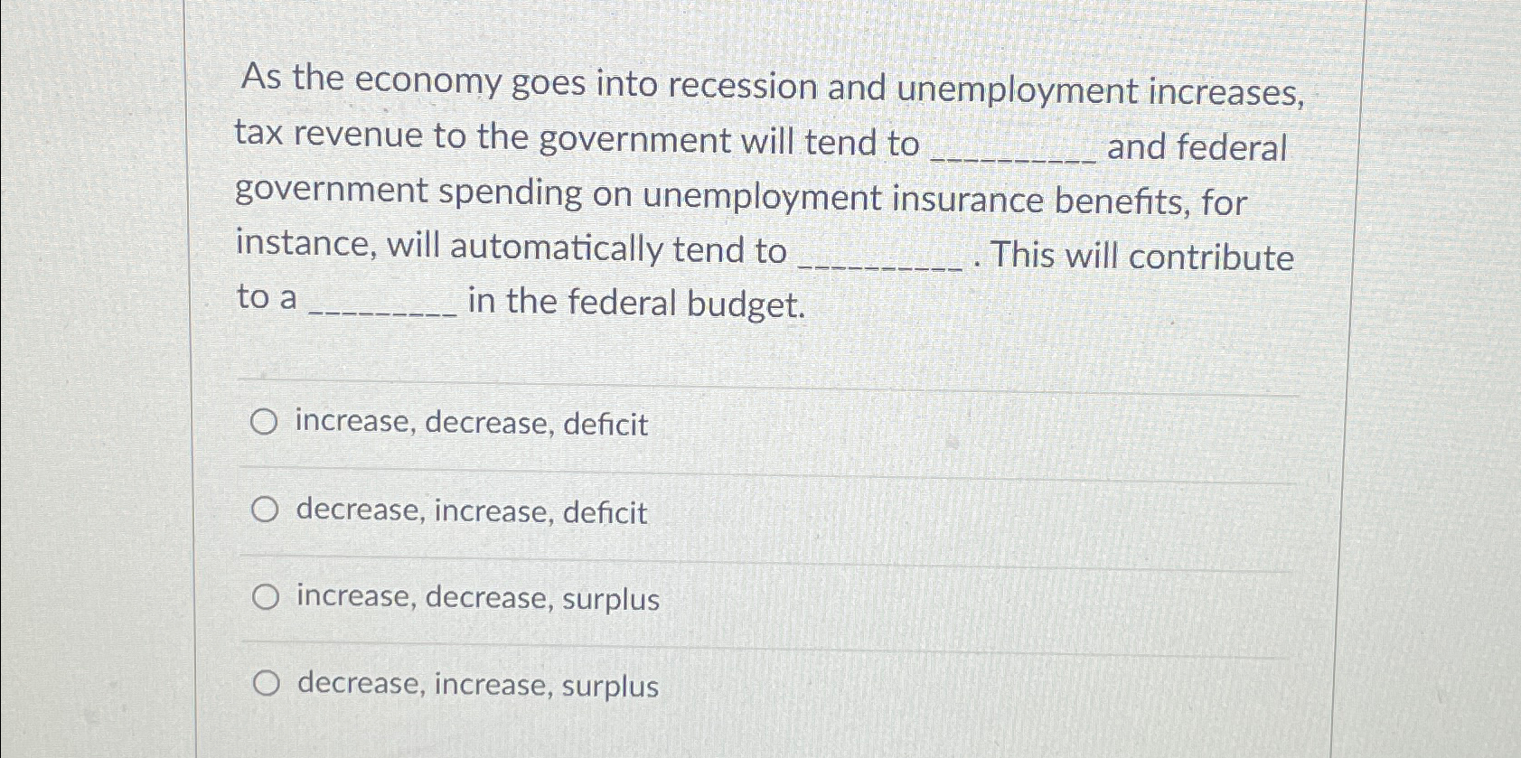 Solved As the economy goes into recession and unemployment | Chegg.com