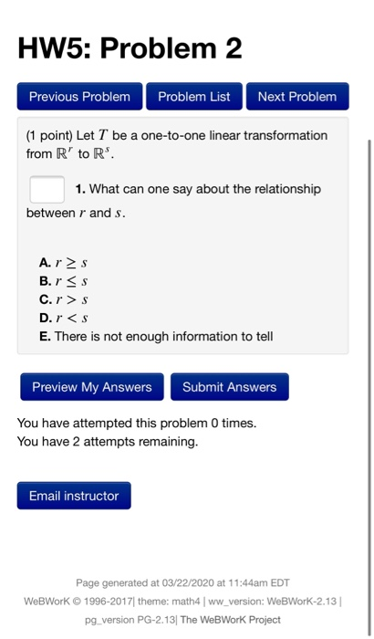 Solved HW5: Problem 2 Previous Problem Problem List Next | Chegg.com