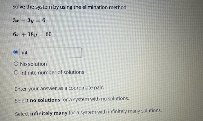 Solved Solve: −4x+2y=16−8x+4y=32 No solution Infinite number | Chegg.com