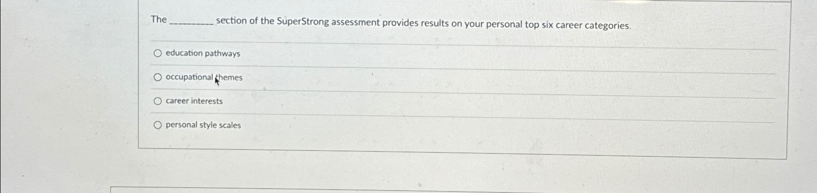 Solved The section of the SuperStrong assessment provides | Chegg.com