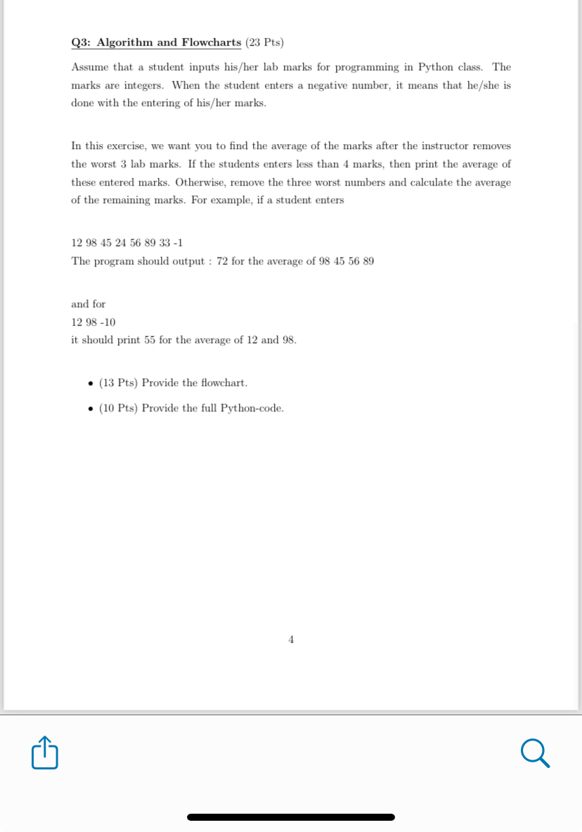Solved Q3: Algorithm and Flowcharts (23 ﻿Pts)Assume that a | Chegg.com