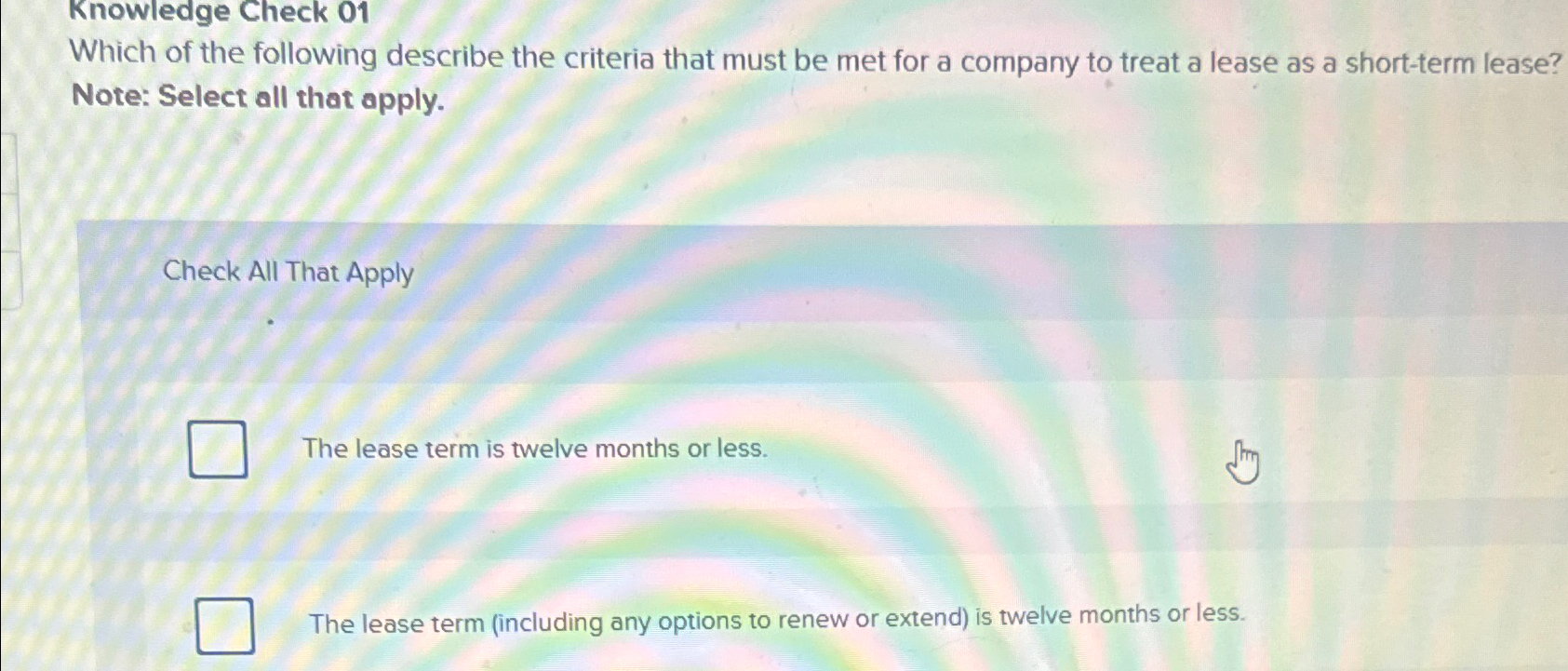 Solved Knowledge Check 01Which of the following describe the | Chegg.com