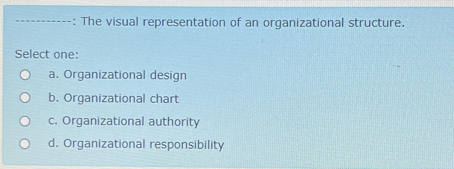 Solved The visual representation of an organizational | Chegg.com
