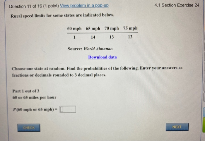 Solved Question 11 of 16 (1 point) View problem in a pop-up | Chegg.com