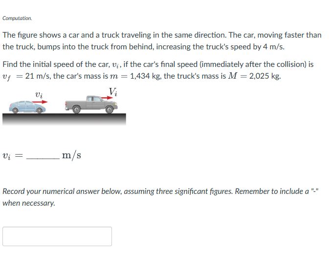 Solved Computation.The figure shows a car and a truck | Chegg.com